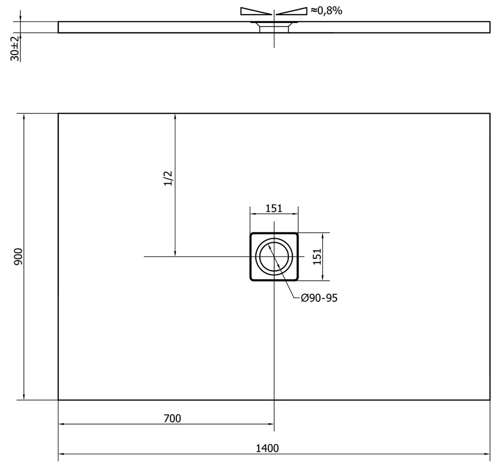 Polysan FLEXIA vanička z litého mramoru, 140x90x3cm, 72897