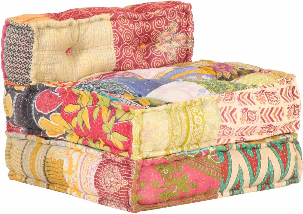 Modulární pouf patchwork textil 287702