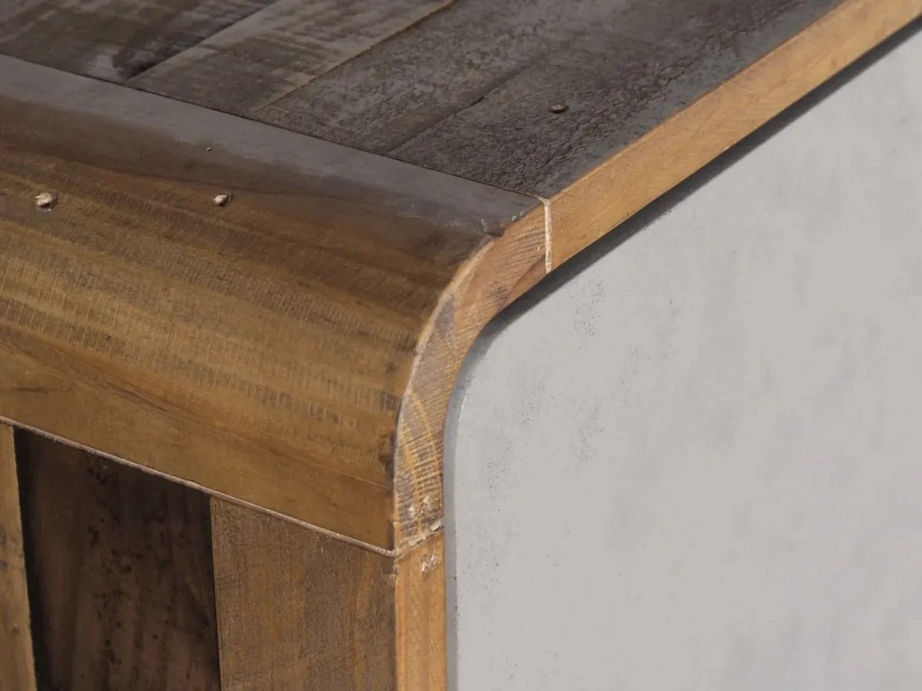 furniture-nabytek.cz - Masivní koupelnová skříňka Dingora z recyklované borovice a MDF, lakovaná, přírodní / šedá – 40×25×110 cm