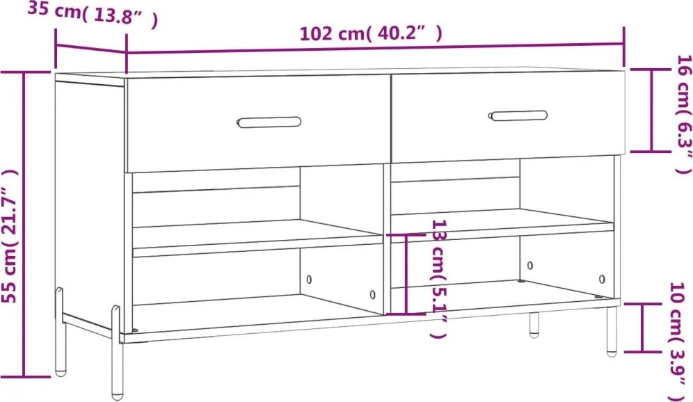 vidaXL Botník 102 x 35 x 55 cm kompozitní dřevo [829753] Barva: dub sonoma