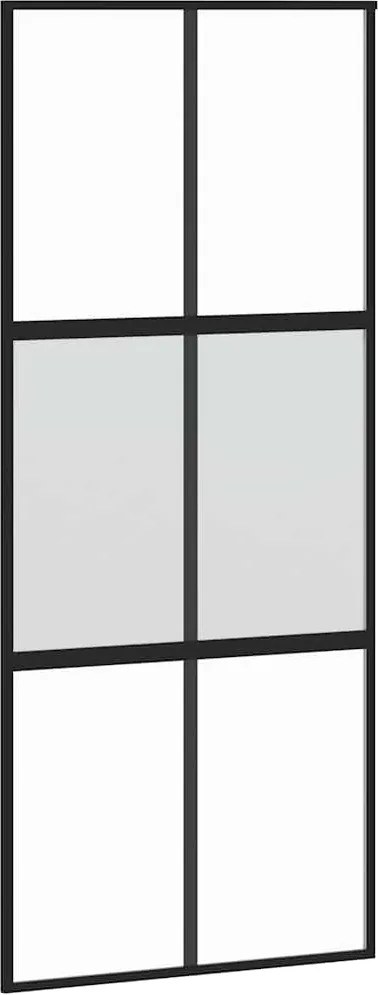Posuvné dveře se sadou kování černé 90x205 cm Tvrzené sklo 3375884