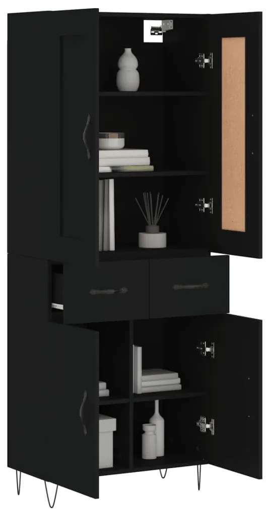 Skříň highboard černá 69,5 x 34 x 180 cm kompozitní dřevo