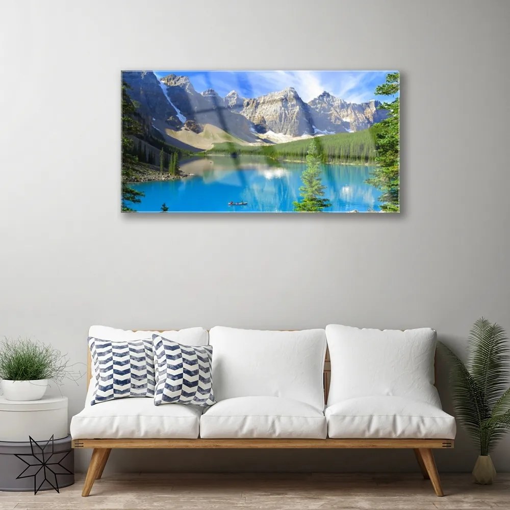 akrylový obraz Jezero Hora Les Krajina 100x50 cm