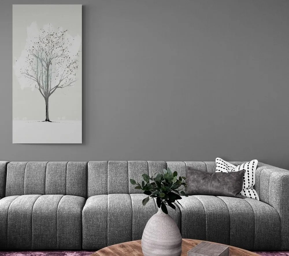 Obraz minimalistický zimní strom - 60x120