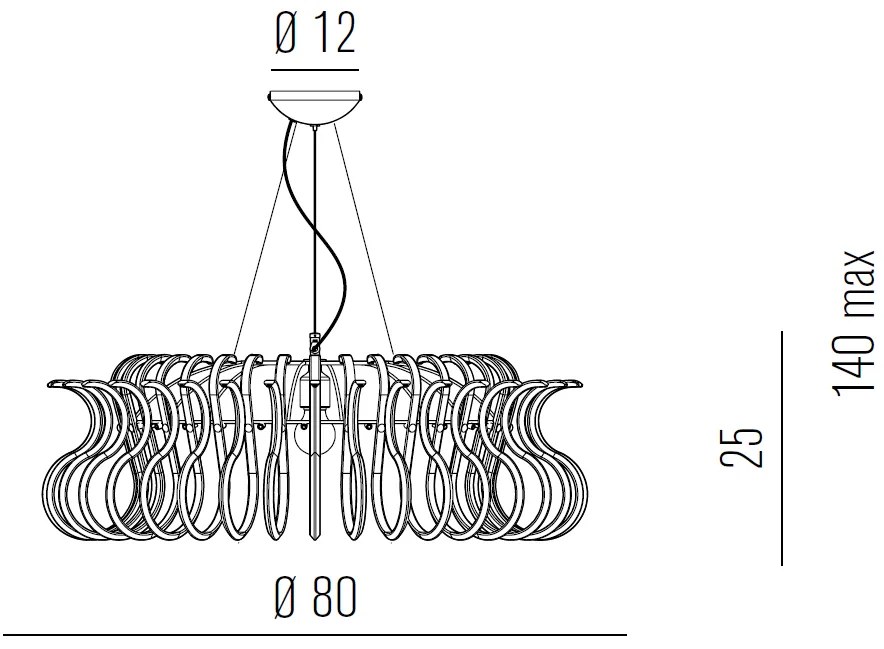 Metal Lux 234.180 Wave, závěsné křišťálové svítidlo, 12x40W G9, prům. 80cm
