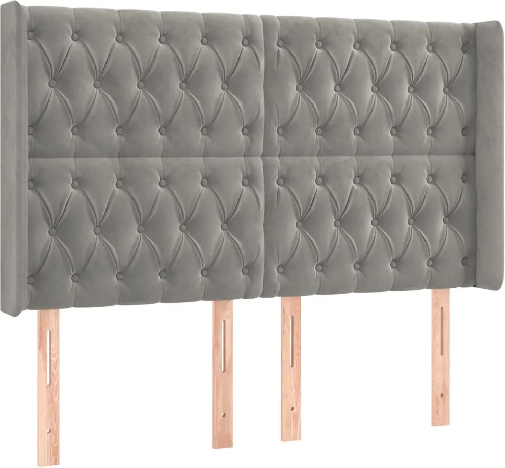 Box spring postel s matrací a LED světle šedá 140x190 cm samet 3139739