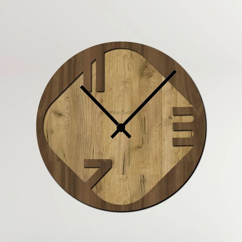 dřevo života Dřevěné hodiny na stěnu TikTak Zvolte barvu dekoru: Wenge-Javor, Zvolte velikost hodin (cm): 40x40, Barva ručiček: Černé
