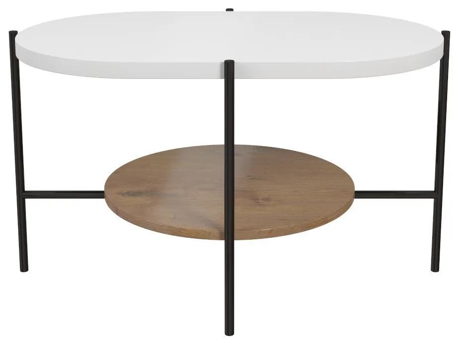 Dancan Konferenční stolek oválný GLADYS, bílý / dub