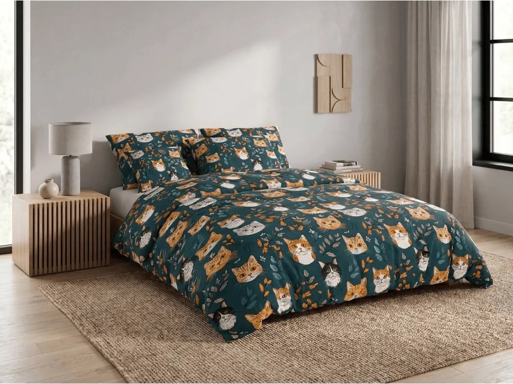 Polybavlněné povlečení CATTAMI POLY tmavě zelené Rozměr povlečení: 70 x 90 cm | 140 x 200 cm