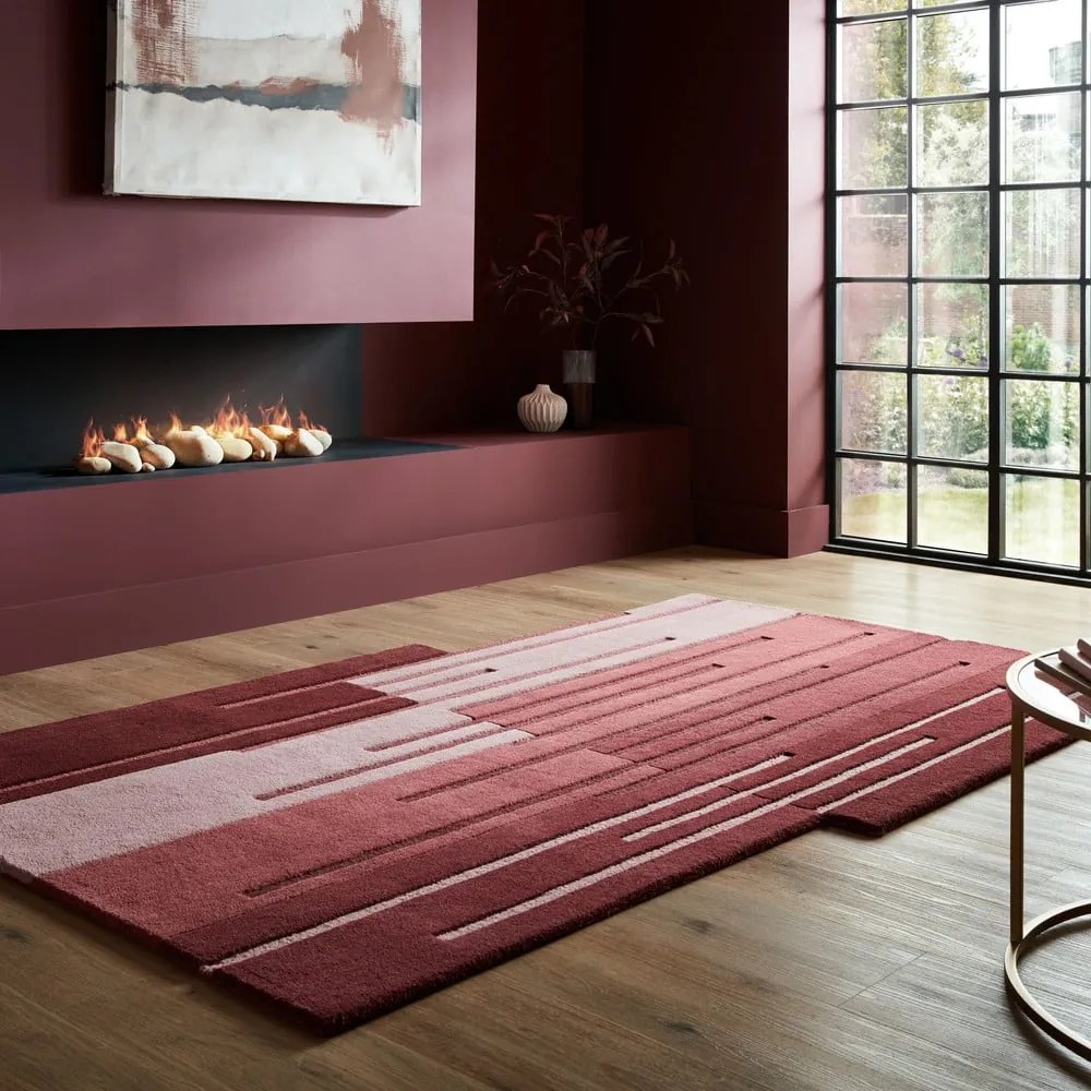 Vínový ručně tkaný vlněný koberec 150x240 cm Split Ombre Shaped – Flair Rugs