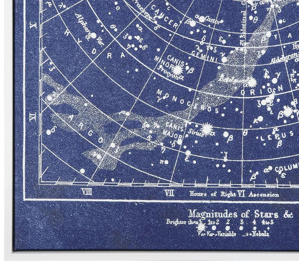 Zarámovaný obraz na plátně mapa hvězd 63 x 93 cm modrý TRAVERSA Beliani