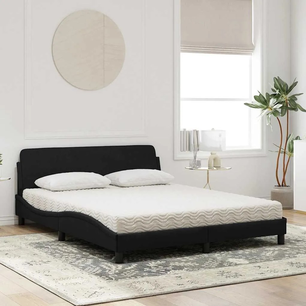 Postel s matrací Dover černá 160 x 200 cm samet 3208433
