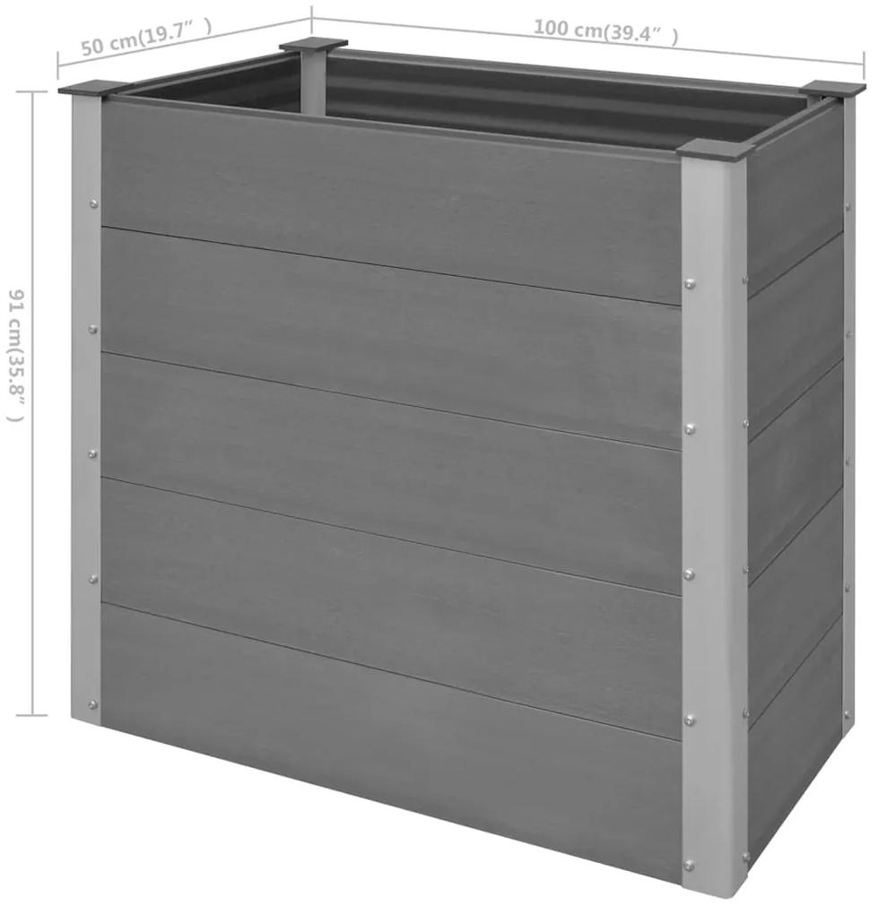 Vyvýšený záhon dřevoplast 100 x 50 x 91 cm šedý - Default Title