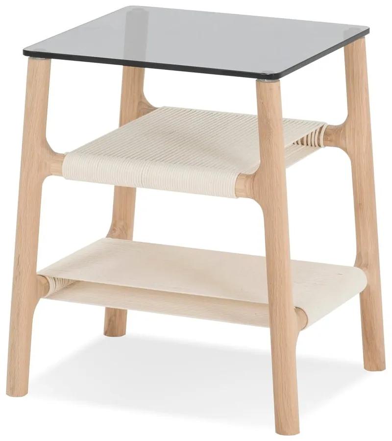 Odkládací stolek s konstrukcí z masivního dubového dřeva a šedou deskou Gazzda Fawn