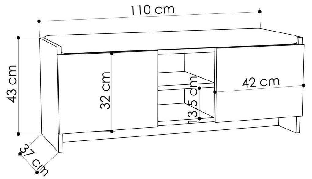 Botník DRACO se sezením antracit/dub