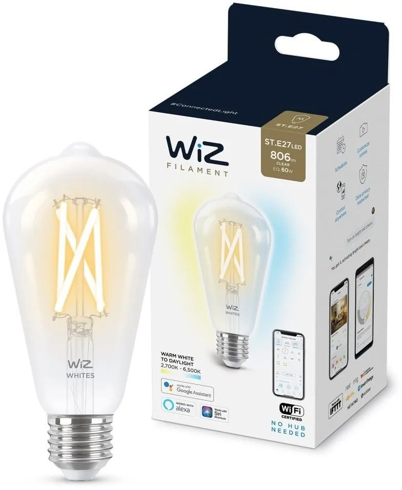 Wiz tunable white 8718699787172 inteligentní led filamentová žárovka e27 | 1x6,7w | 806lm | 2700-6500k