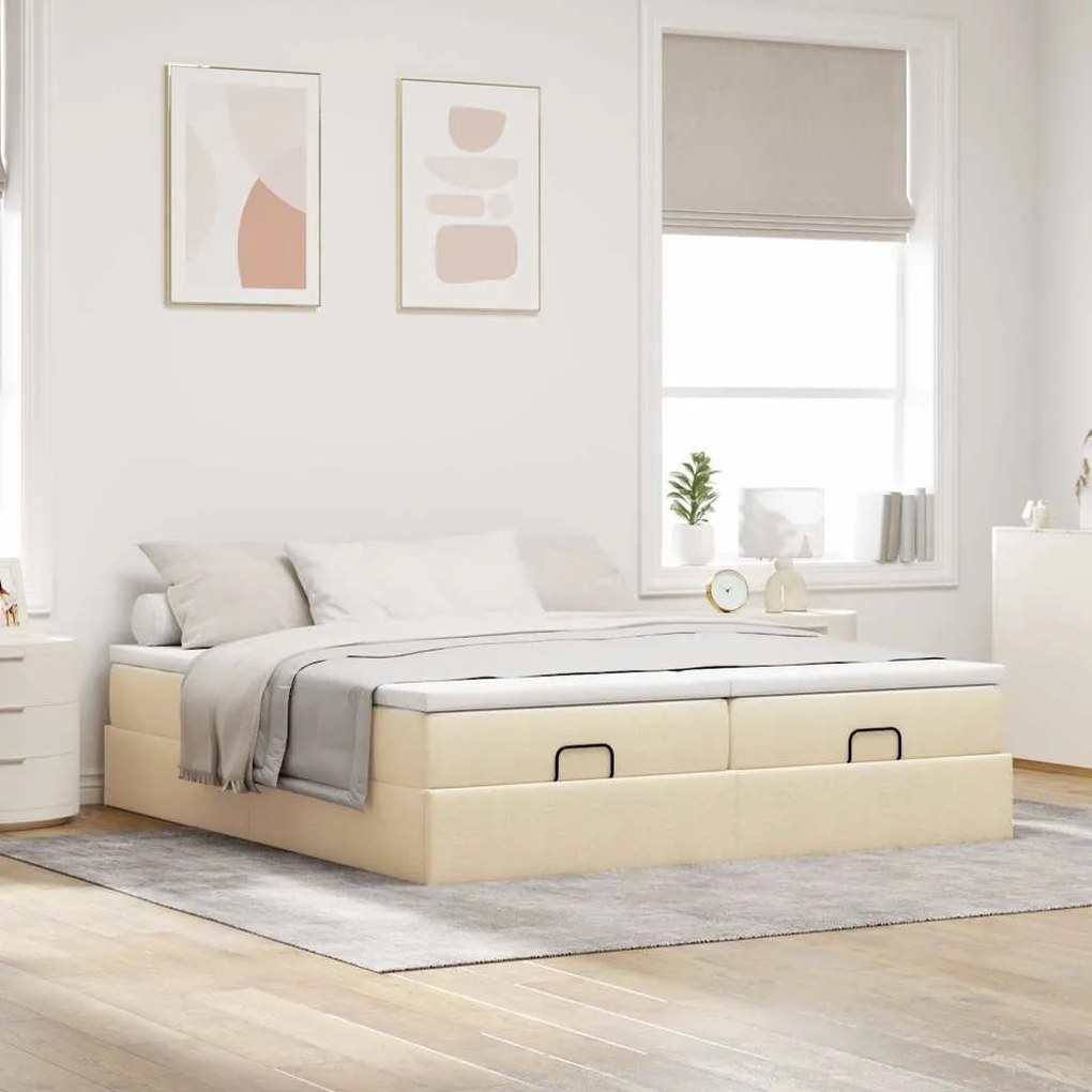 Osmanský rám postele s matrací krémová 180x200cm textil 3311246