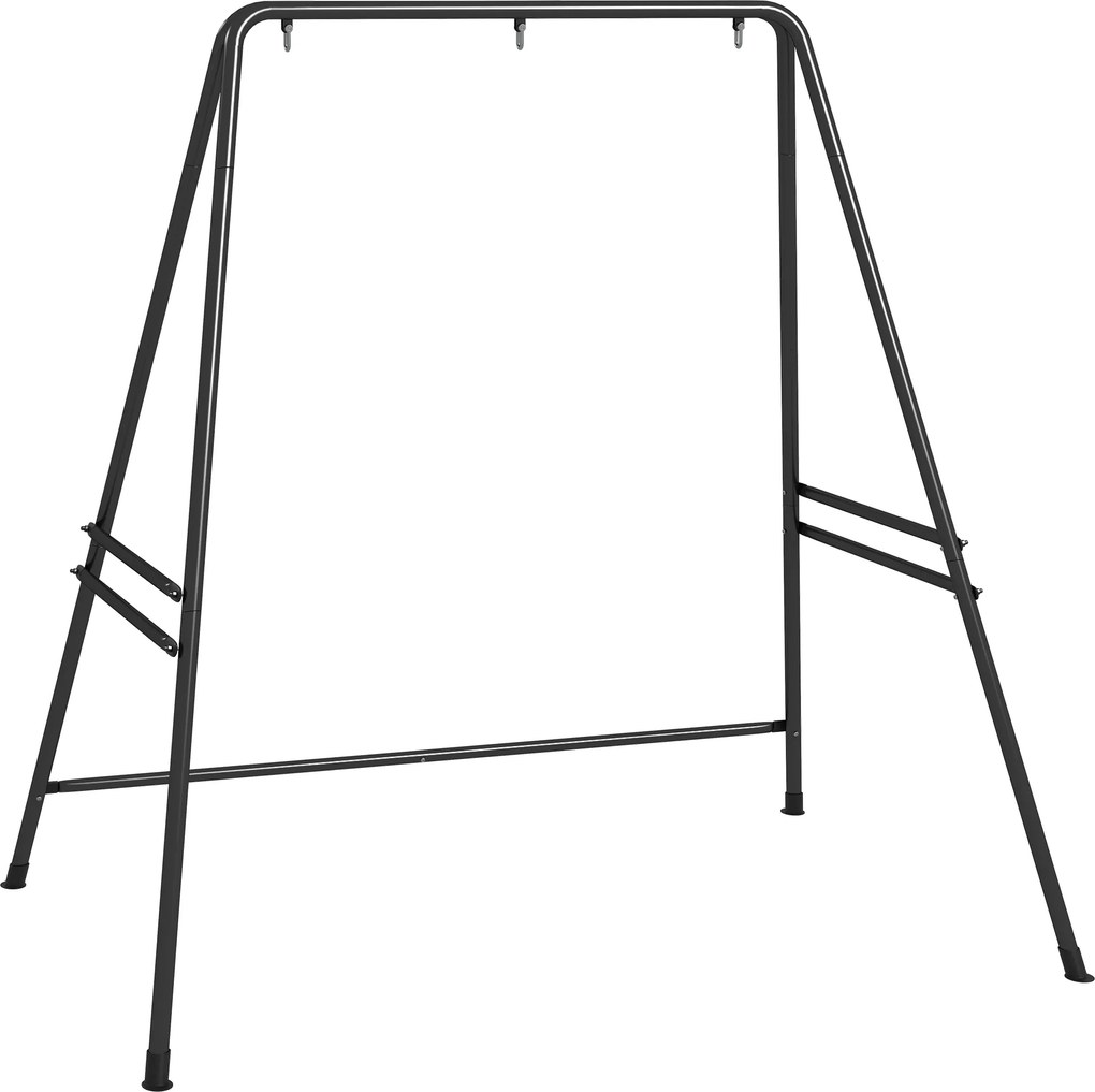 Outsunny Houpací Křeslo Stojan Houpací Síť z Oceli pro Houpací Křeslo max. 150 kg Nosnost pro Vnitřní i Venkovní Použití Černá 178 x 143 x 180 cm