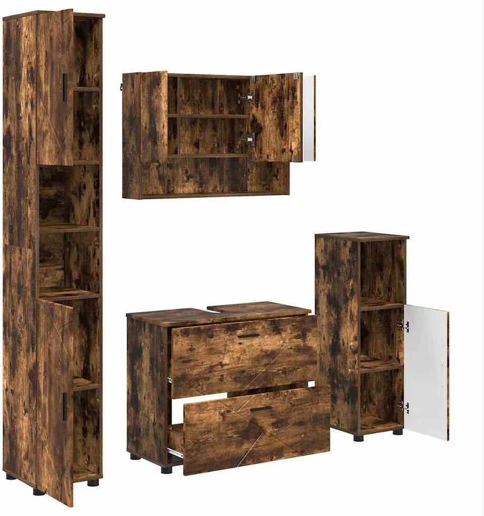 Sada koupelnového nábytku 4 ks Kouřový dub 35 x 30 x 192 cm 3393048
