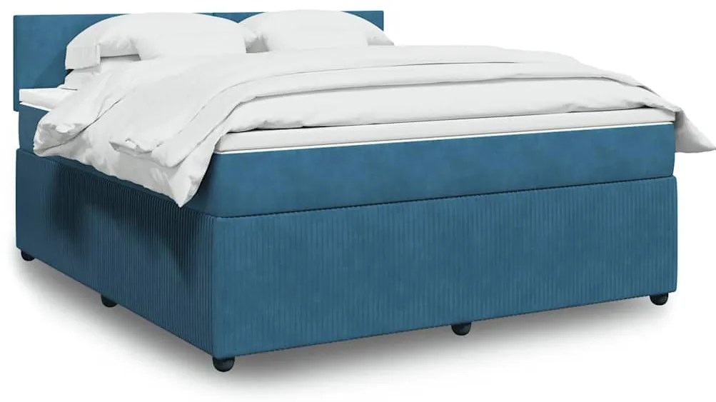 Box spring postel s matrací modrá 180 x 200 cm samet 3290104