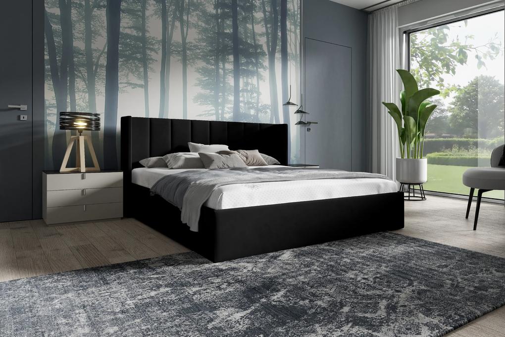 Eka Čalouněná postel EVEREST - Kronos 90x200 cm Barva látky: Světle šedá (15), Úložný prostor: S kovovým rámem úložného prostoru