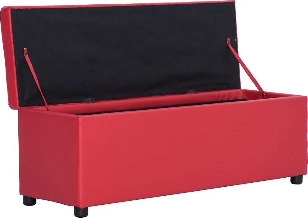 Lavice s úložným prostorem 116 cm červená umělá kůže 281314