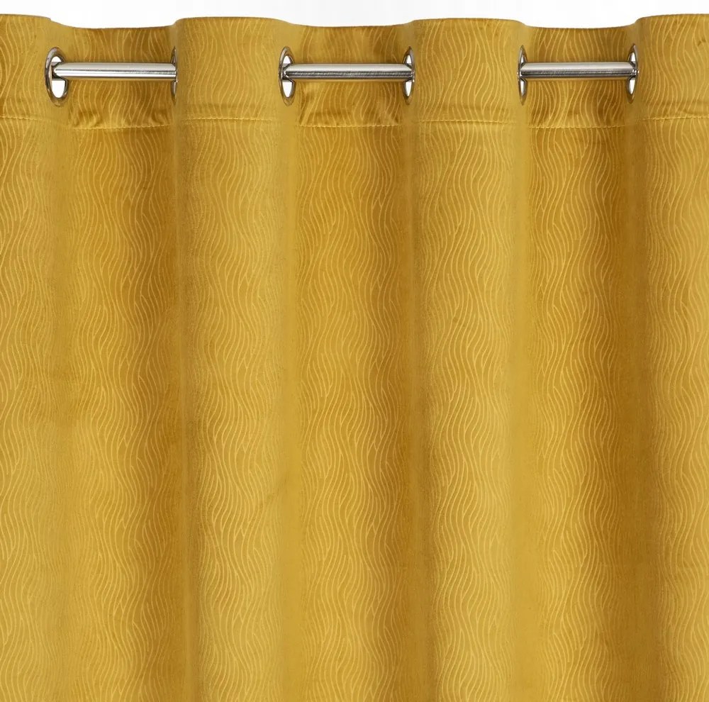 Záclona 140x250 Lili honey ready na velurové smyčce s působivým vlnitým reliéfem Eurofirany