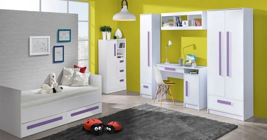 Casarredo - Komfort nábytek Dětská skříň GULLIWER 3 kombinovaná, výběr barev | barva: dom-růžová-lesk,Vyberte si barvu úchytu:: dom-uch-šedá