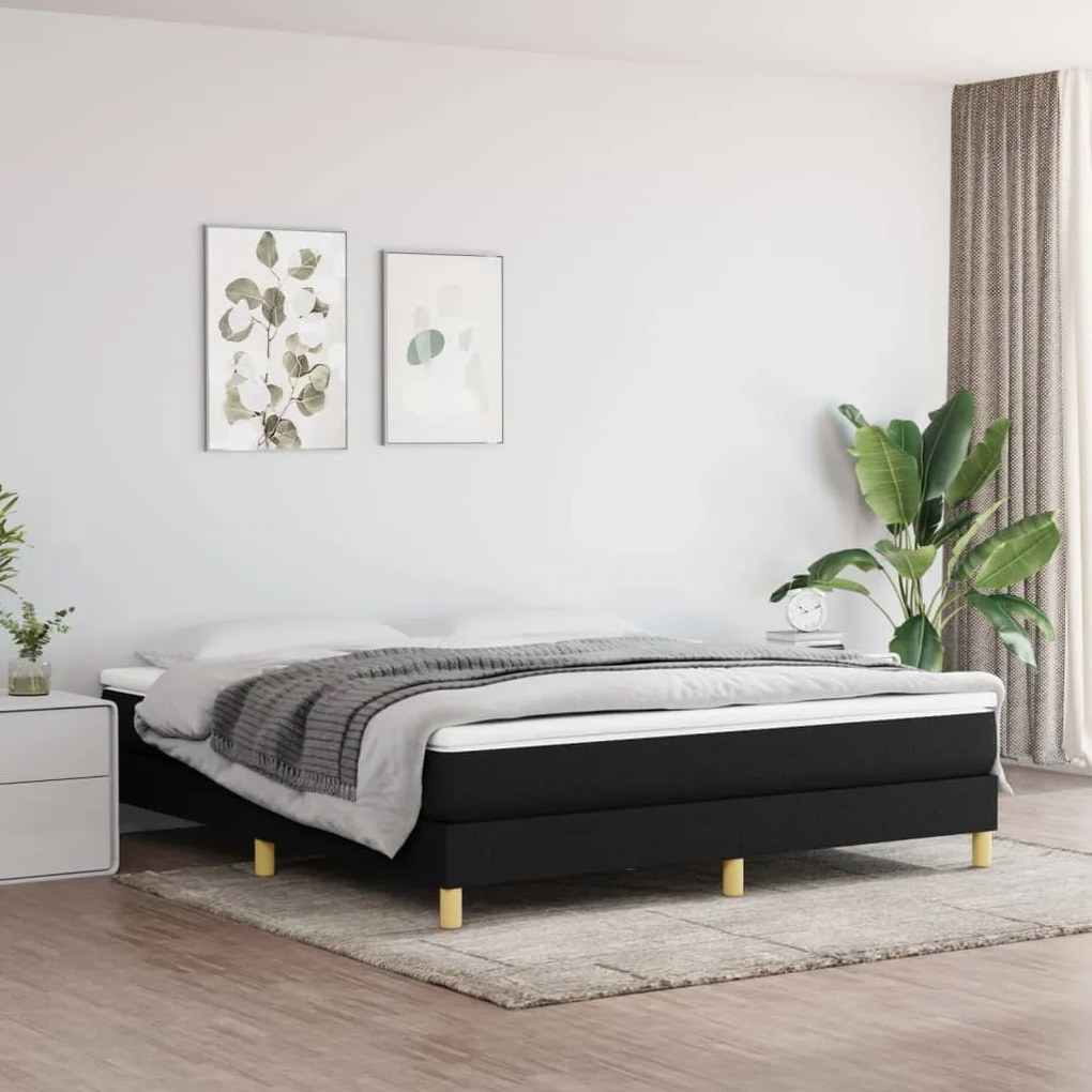 Box spring postel s matrací černá 160x200 cm textil - Default Title