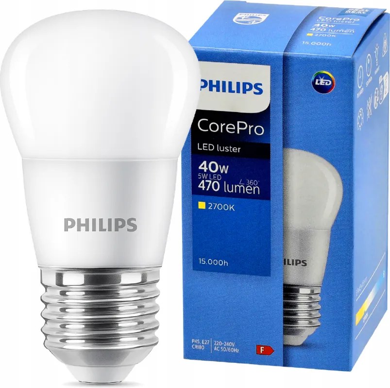 SADA 5x LED žárovka Philips E27 5W 470lm 2700K EyeComfort CorePro P45