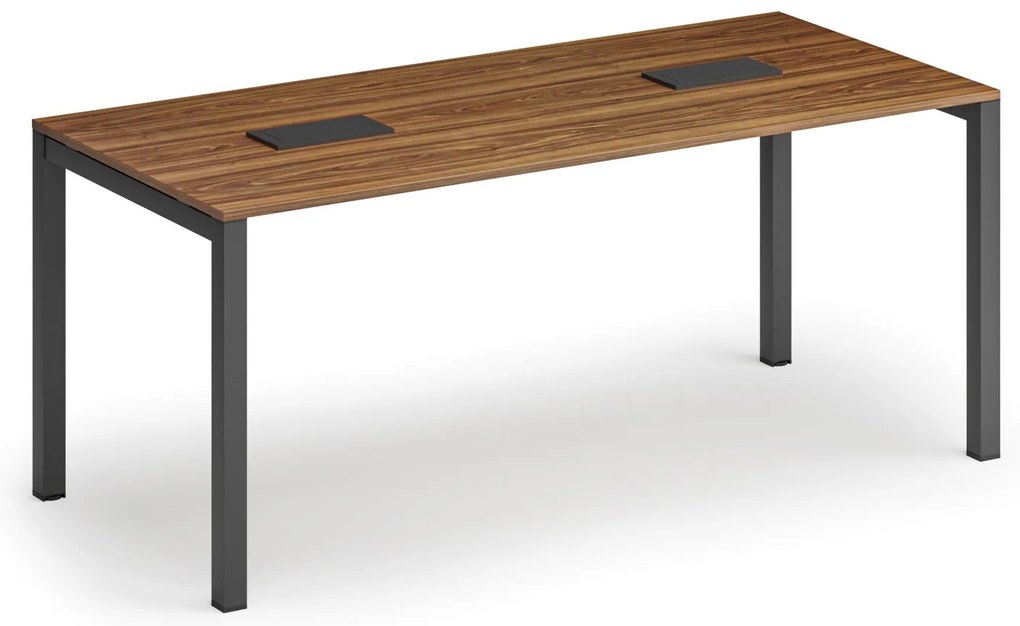 Jednací stůl PRIMO SQUARE, 180x80 cm, ořech + 2x stolní zásuvka TYP II, černá