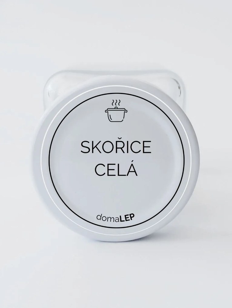 Samolepka na kořenky SKOŘÍCE CELÁ průhledná 5 cm základní písmo
