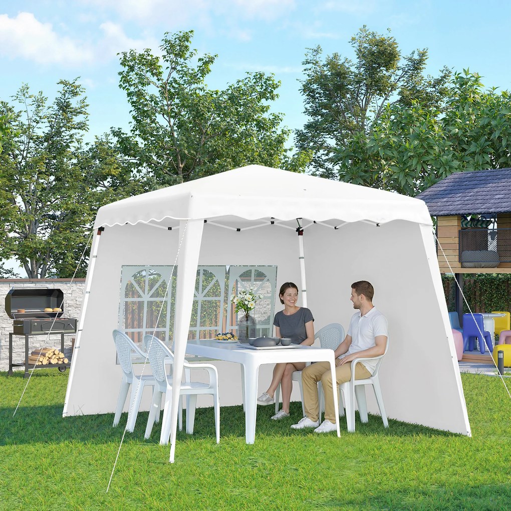 Skládací altán Outsunny 2,4 x 2,4 m s bočními stěnami a nastavitelnou výškou - Party stan s UV ochranou, skládací stan s nosným pytlem pro zahradu a …