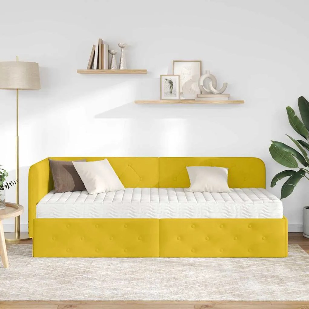 Rohový rám postele Žlutá 80 x 200 cm samet 3394068