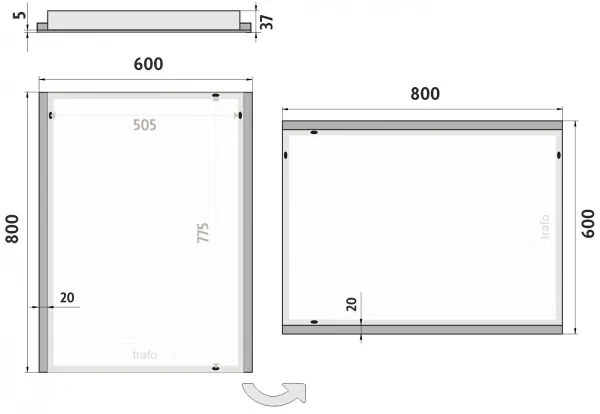 NIMCO ZP 11002 - LED Koupelnové podsvícené zrcadlo 6500K 80x60 cm IP44