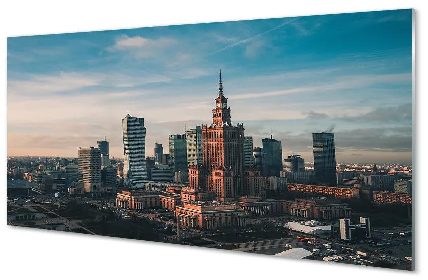 akrylový obraz Varšava panorama mrakodrapů svítání 120x60 cm
