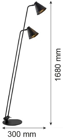 Argon 7077 - Stojací lampa AVALONE 2xE27/15W/230V černá