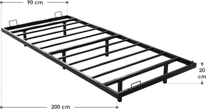 Designová postel 90x200 černá s LED podsvícením