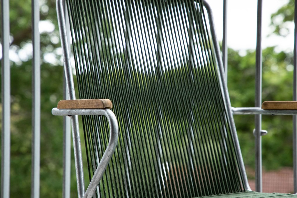 Zahradní jídelní židle Bois – zelená / stříbrná – 60 cm