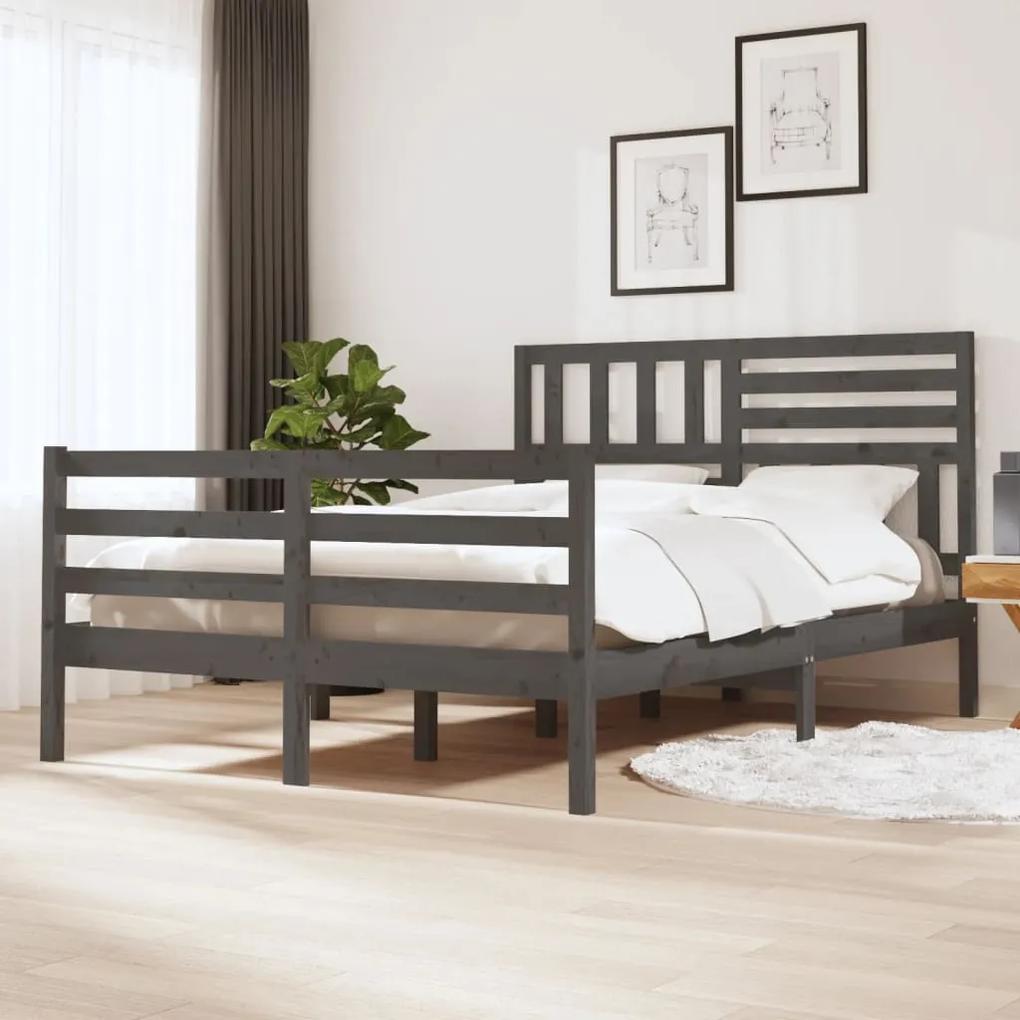 Rám postele šedý masivní dřevo 140 x 200 cm,  3101090
