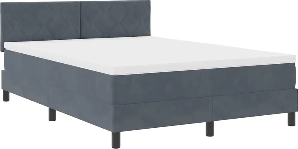 Postel s boxspringem s čelo Tmavě šedá 140 x 200 cm samet 3339243