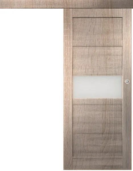 posuvné interiérové dveře na stěnu vasco doors BRAGA model A Průchozí rozměr: 70 x 197 cm, Orientace dveří: Levé dveře, Dekor: Dub riviera