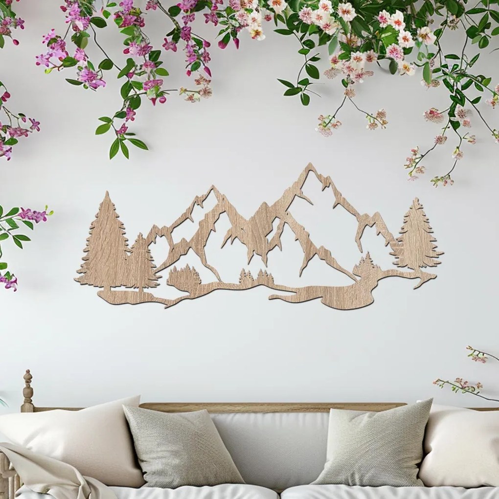 dřevo života Dřevěná dekorace Horské údolí Zvolte rozměr (cm): 80x32, Zvolte barvu dekoru: Buk