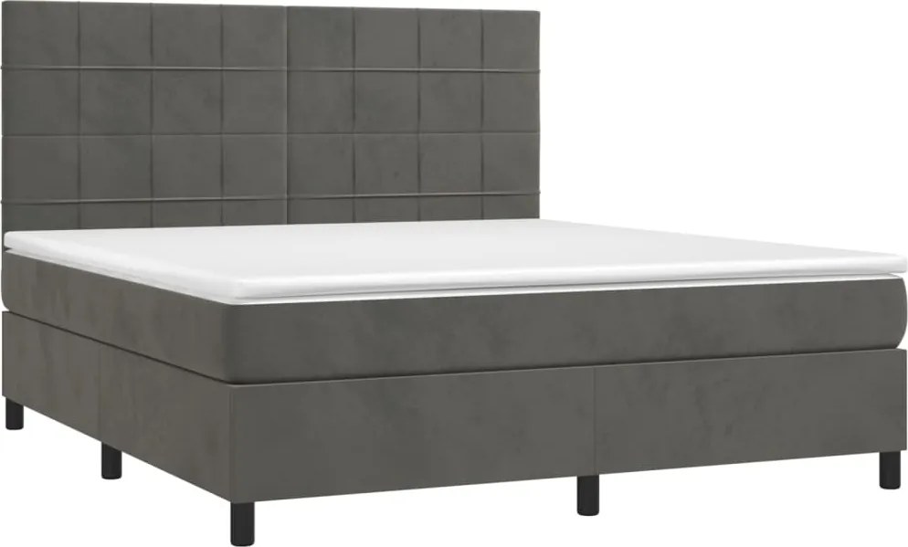 Box spring postel s matrací tmavě šedá 180x200 cm samet 3143038