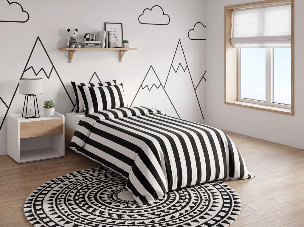 Bavlněné povlečení MONOLINE černo-bílé Rozměr povlečení: 70 x 80 cm | 140 x 200 cm