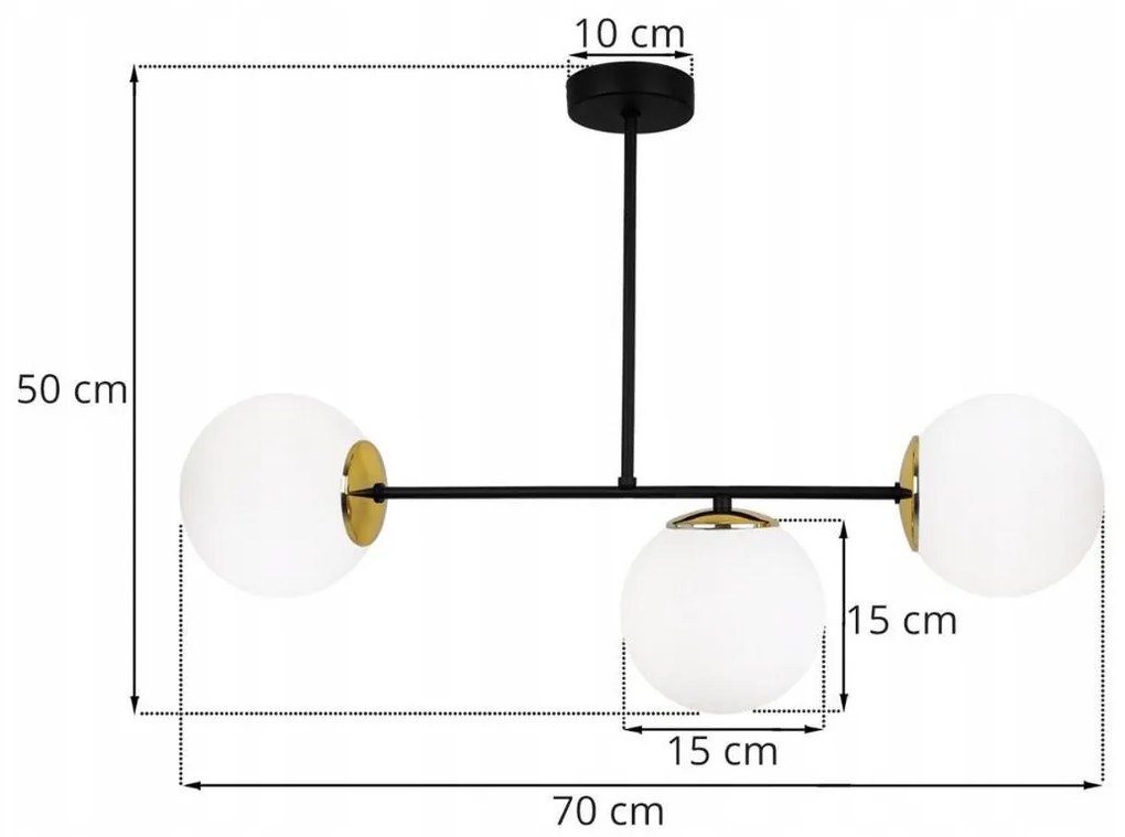 Stropní svítidlo Florence, 3x bílé skleněné stínítko, (výběr ze 4 barev uchycení)