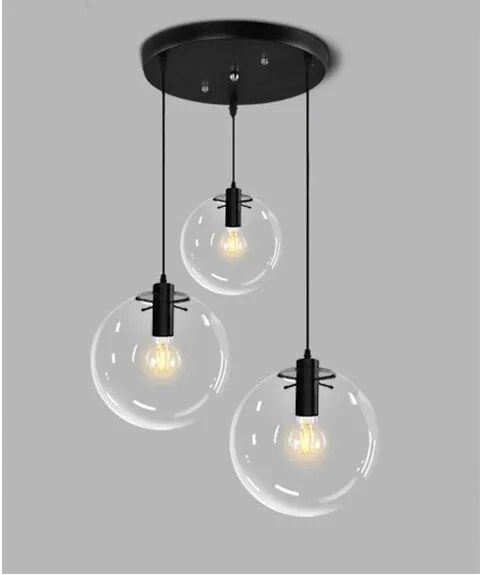 Toolight Závěsné skleněné stropní svítidlo Lassi Black 20 + 25 + 30 cm