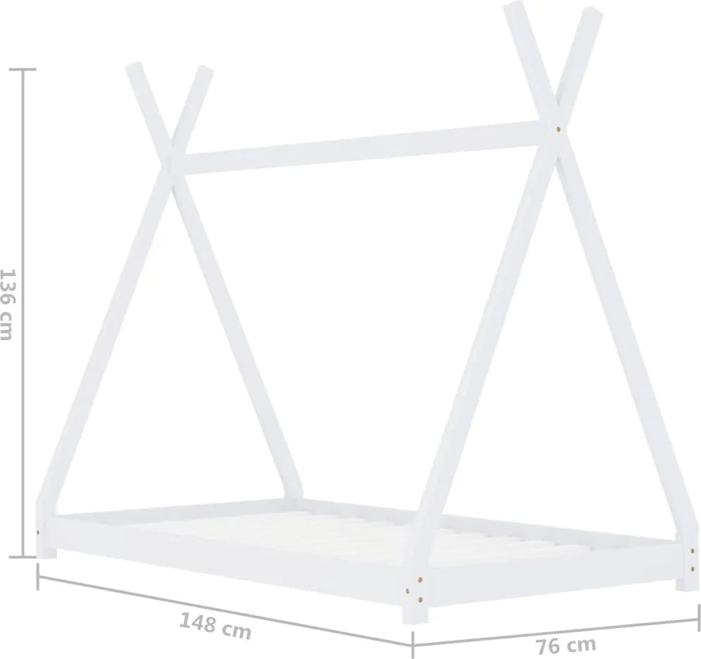 Rám dětské postele bílý masivní borovice 70 x 140 cm 283358