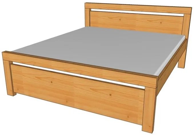 Vysoká postel z masivu Rhino II, šířka 180 cm - dub