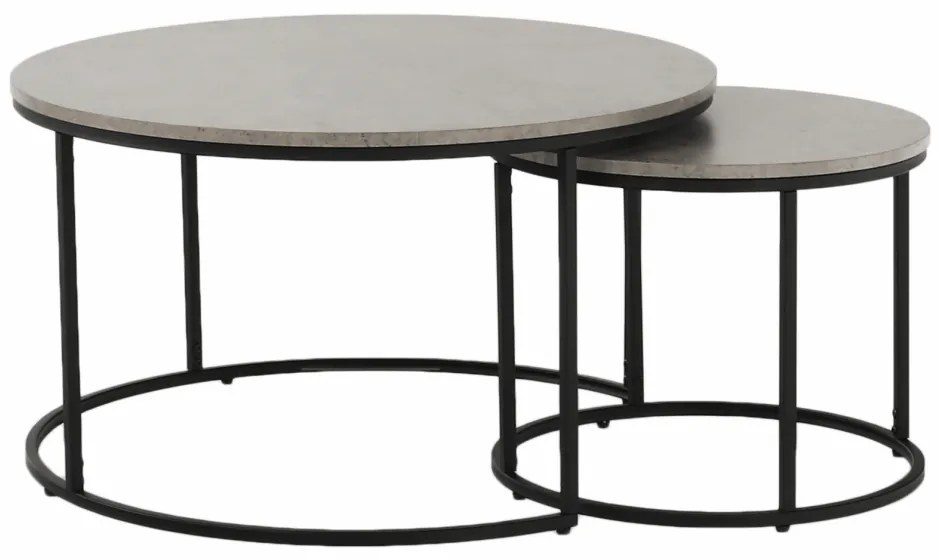 Set dvou konferenčních stolků IKLIN MDF fólie beton, kov černý lak
